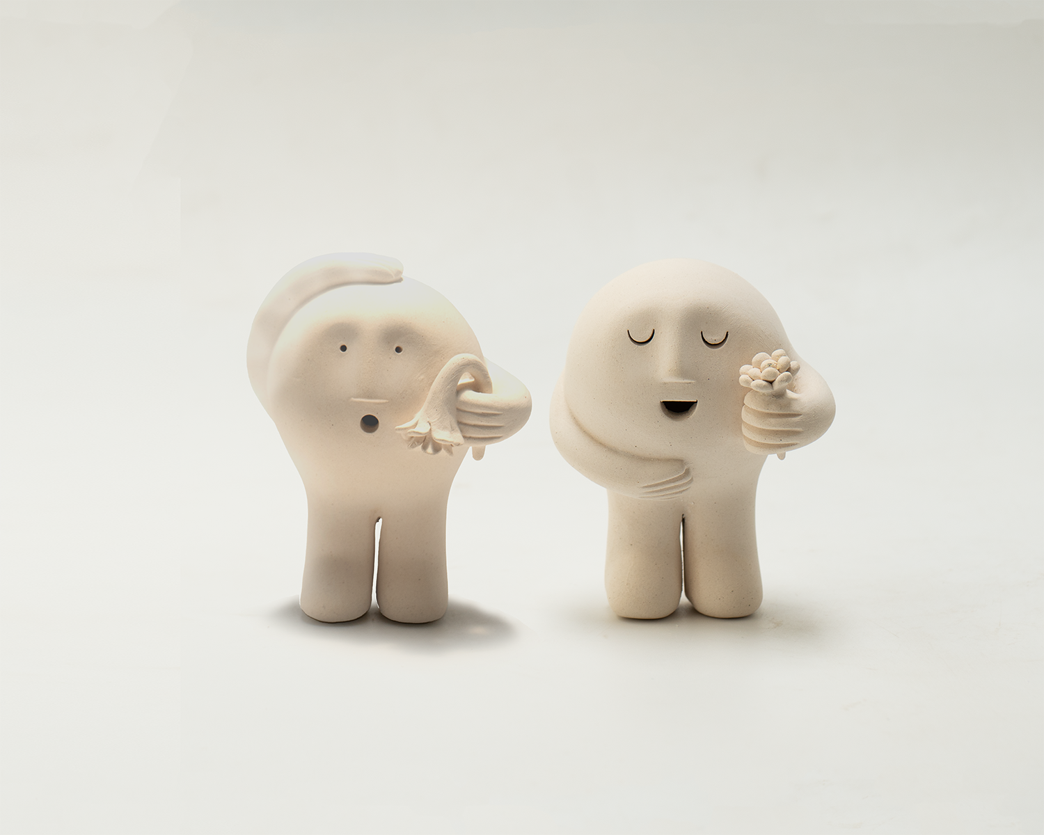 Well-Wisher & I Tried: Handcrafted Stoneware Clay Sculptures by Claymen